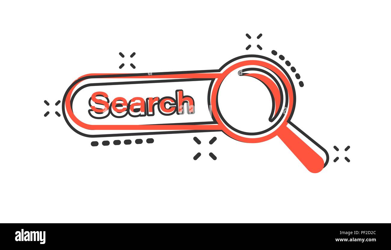 Vector cartoon search bar ui icon in comic style. Search website form ...