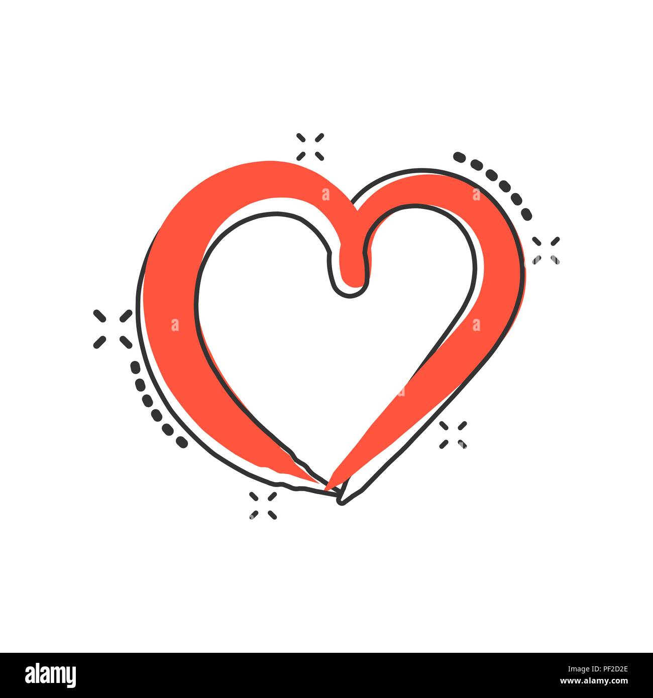 Vector cartoon hand drawn heart icon in comic style. Love sketch doodle ...