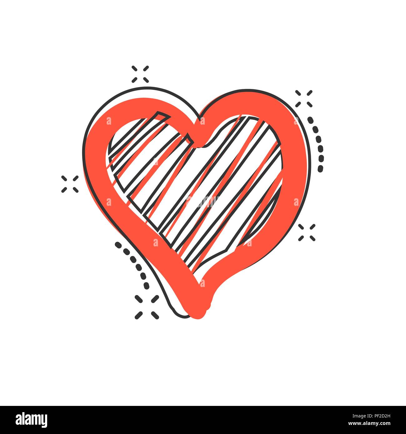 Vector cartoon hand drawn heart icon in comic style. Love sketch doodle ...