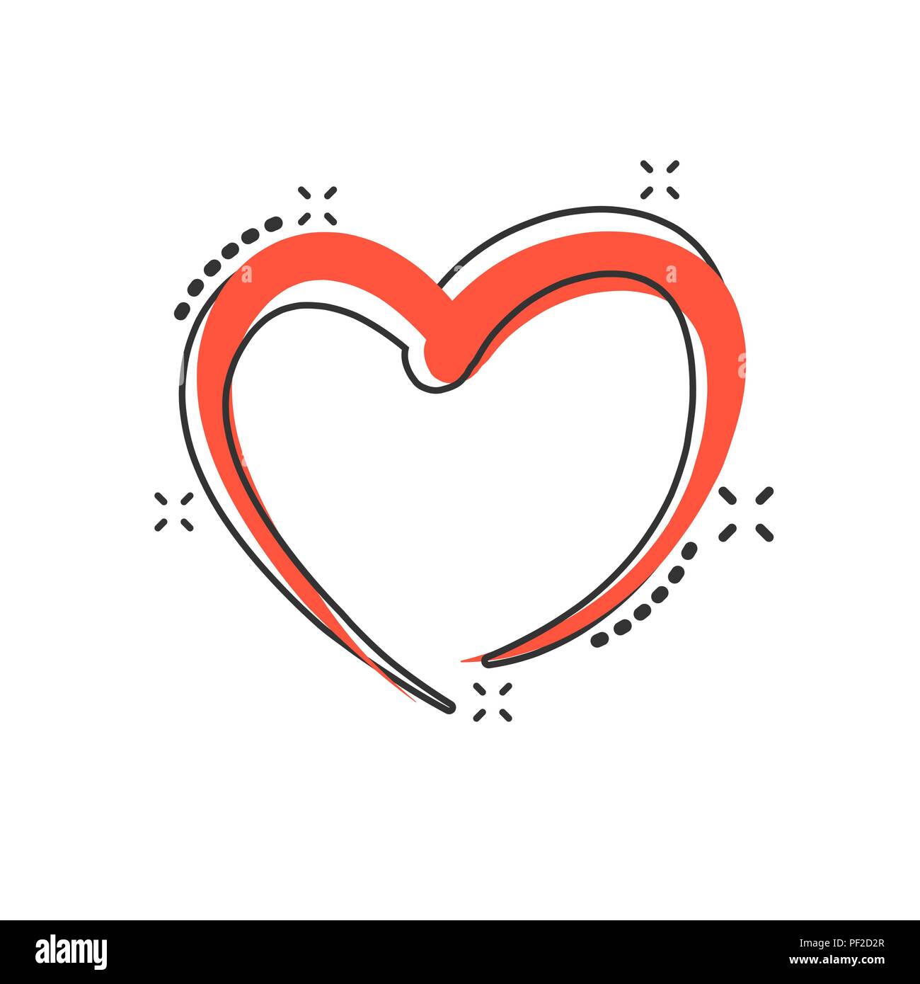 Vector cartoon hand drawn heart icon in comic style. Love sketch doodle ...