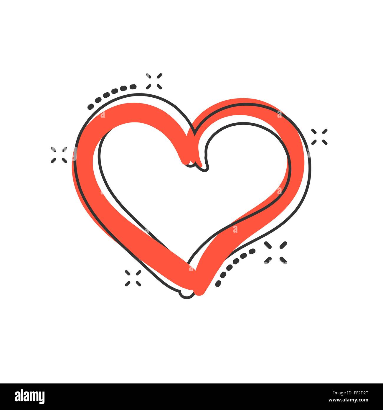 Vector cartoon hand drawn heart icon in comic style. Love sketch doodle ...
