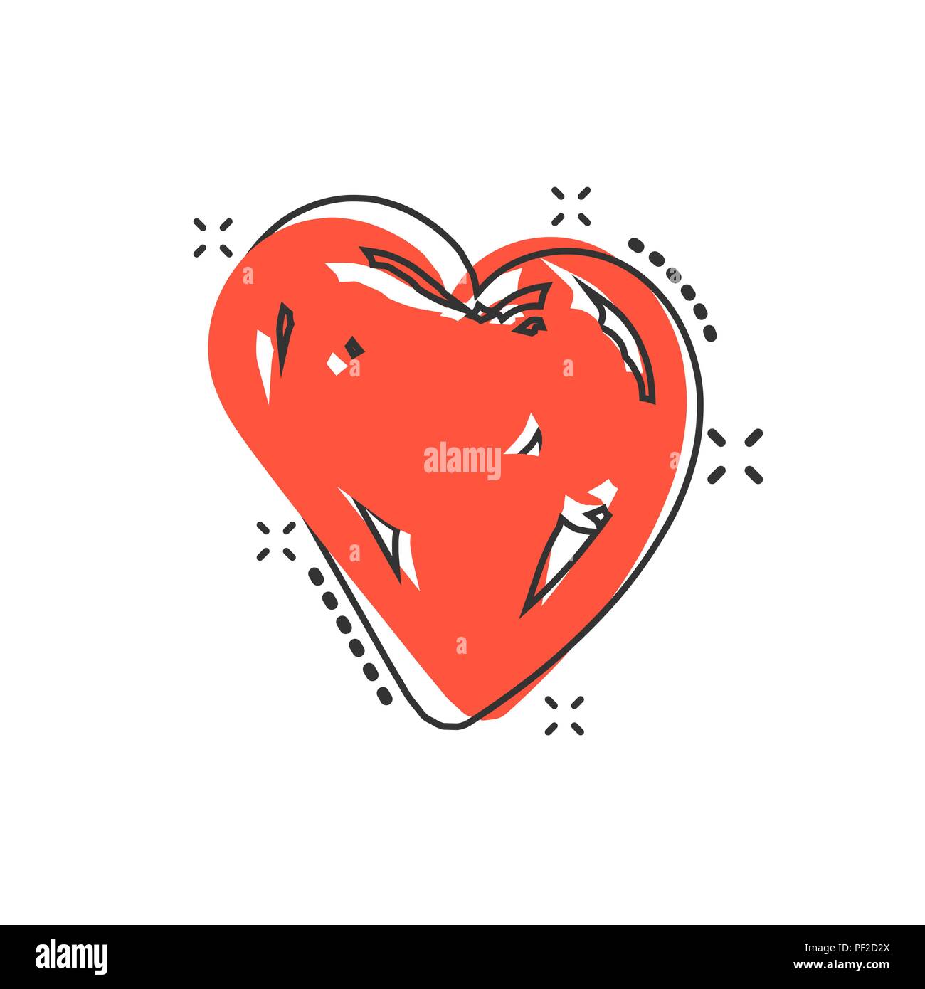 Vector cartoon hand drawn heart icon in comic style. Love sketch doodle ...