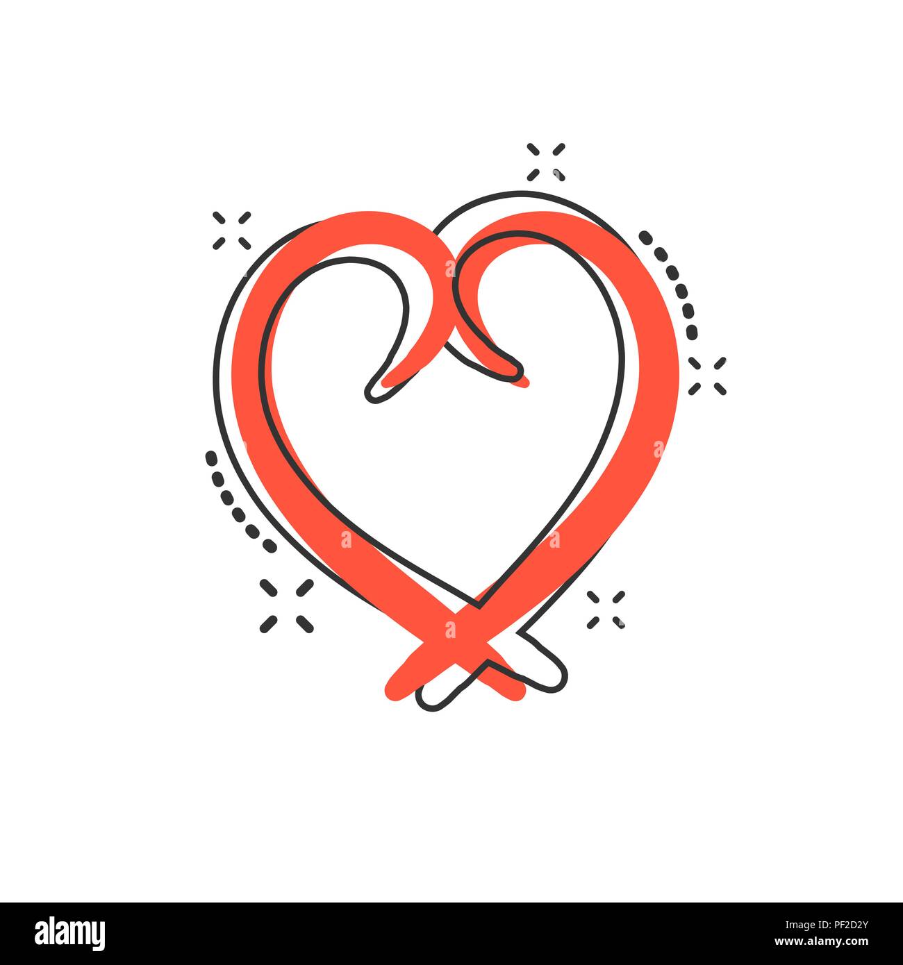Vector cartoon hand drawn heart icon in comic style. Love sketch doodle ...