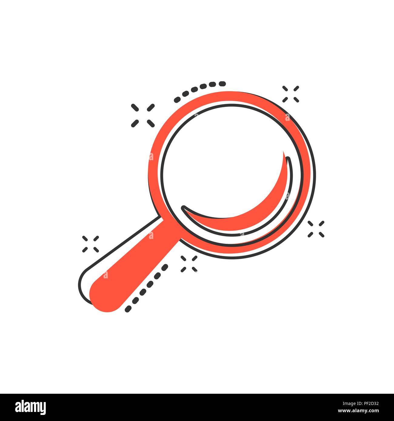 Vector cartoon magnifying glass icon in comic style. Search magnifier ...