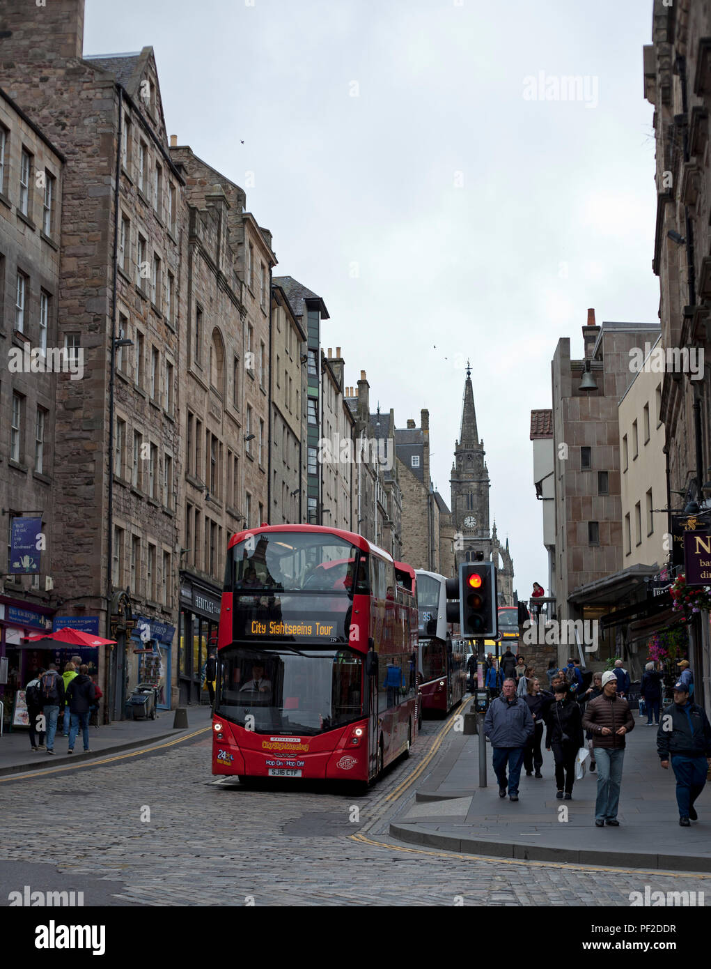 Red Tour Bus, Canongate, Royal Mile, Edinburgh, Scotland UK Stock Photo ...