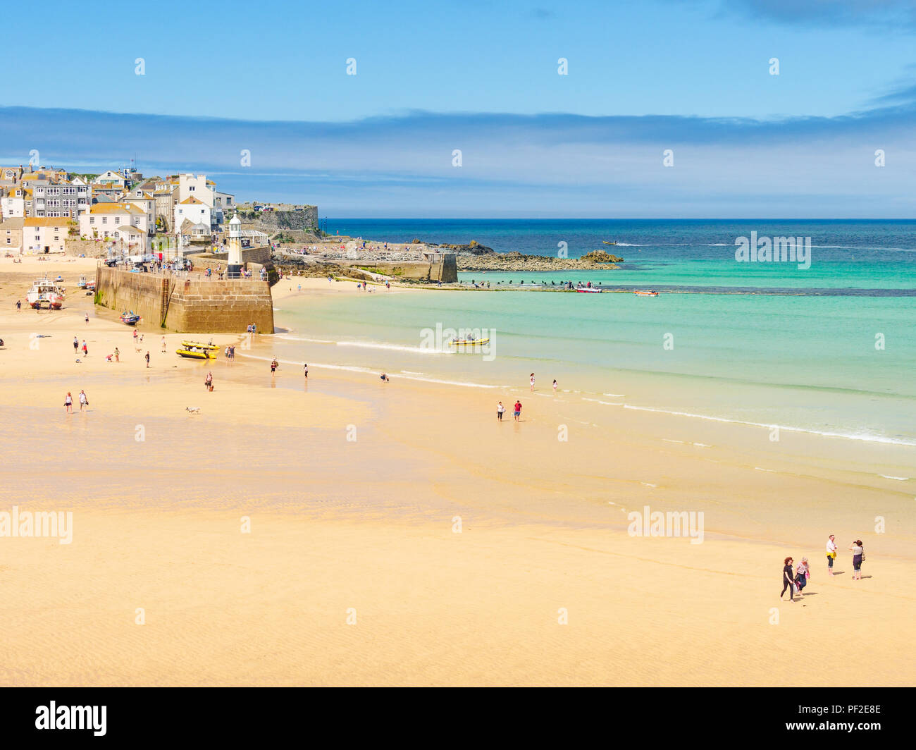 ST IVES, ENGLAND - JUNE 19: Beautiful scenery of St Ives beach. In St ...