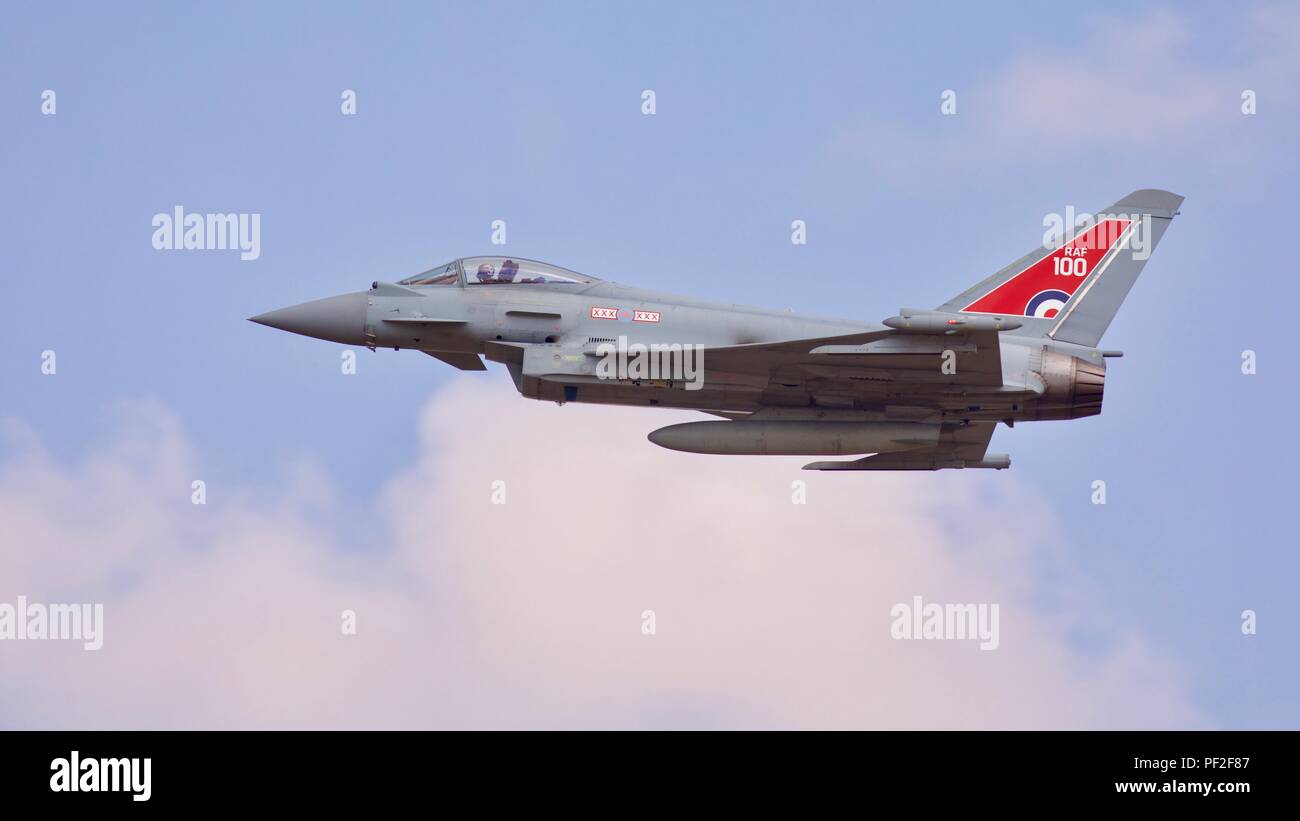 RAF Eurofighter Typhoon FGR4 with the RAF100 Logo on the tail ...