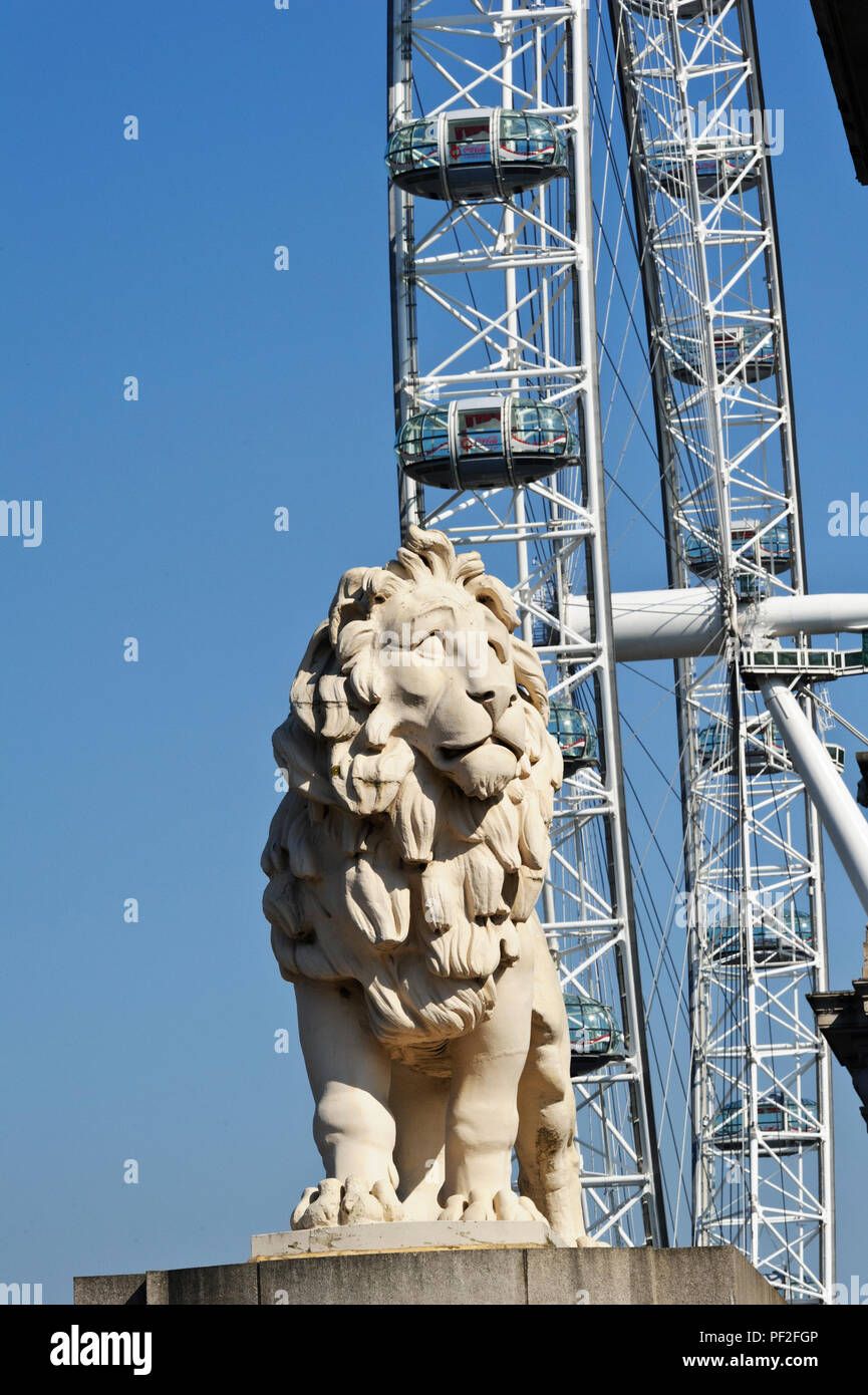 The South Bank statue known as the Red Lion, is a Coade stone sculpture ...