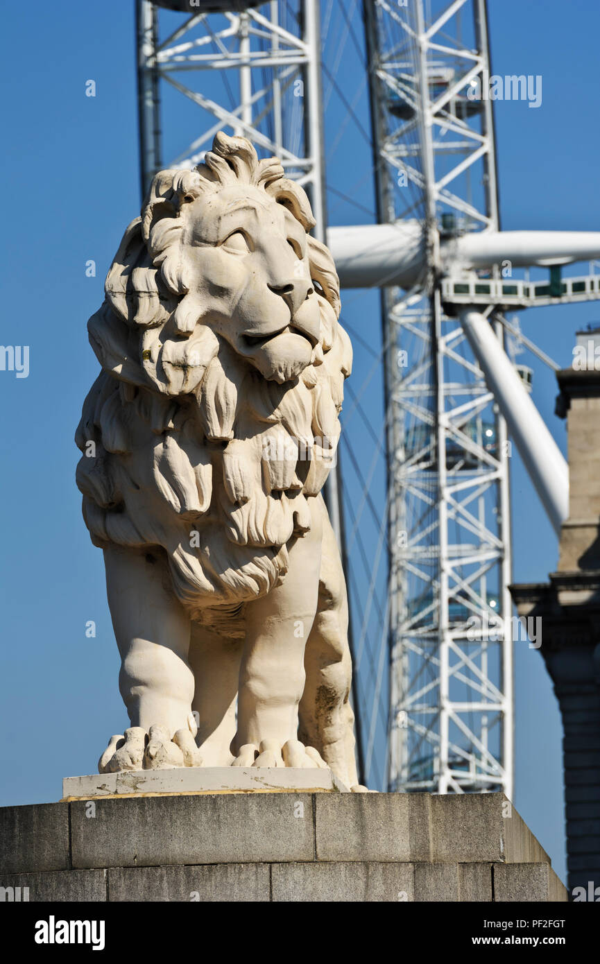 The South Bank statue known as the Red Lion, is a Coade stone sculpture ...