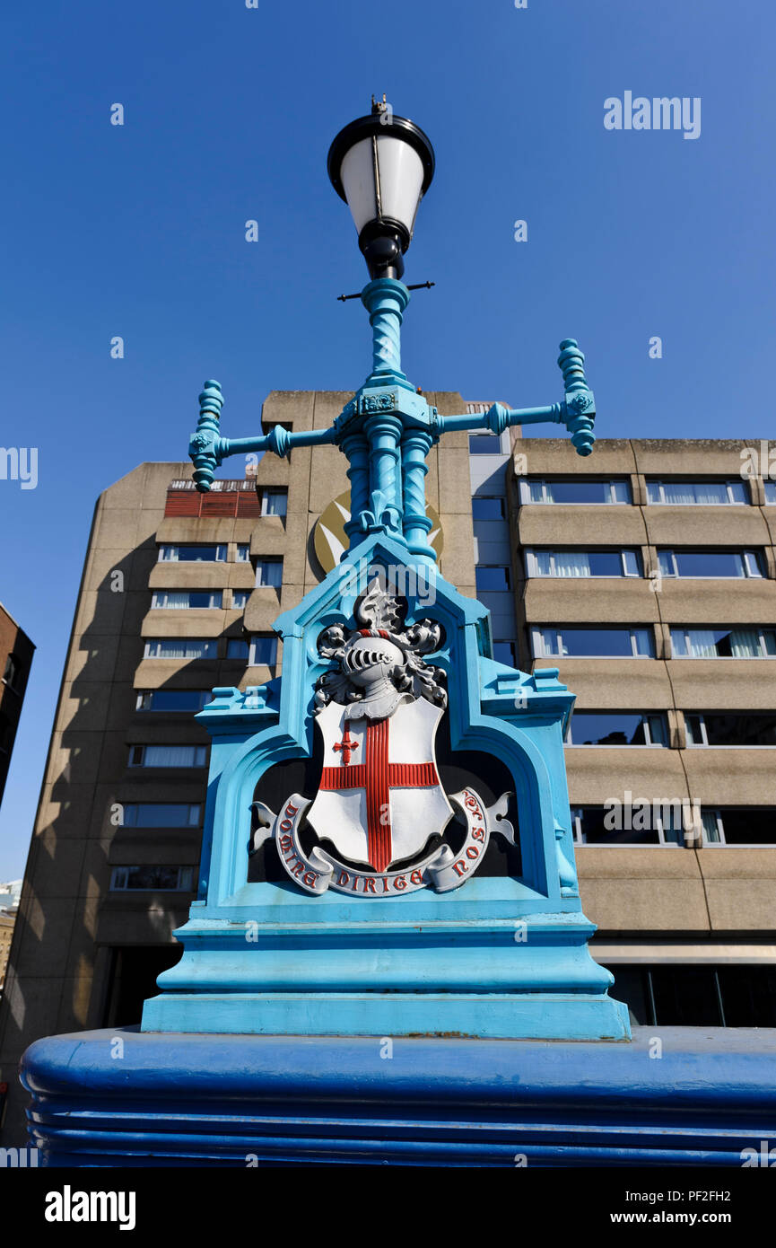 A decorative shield design as part of the structure of Tower bridge ...