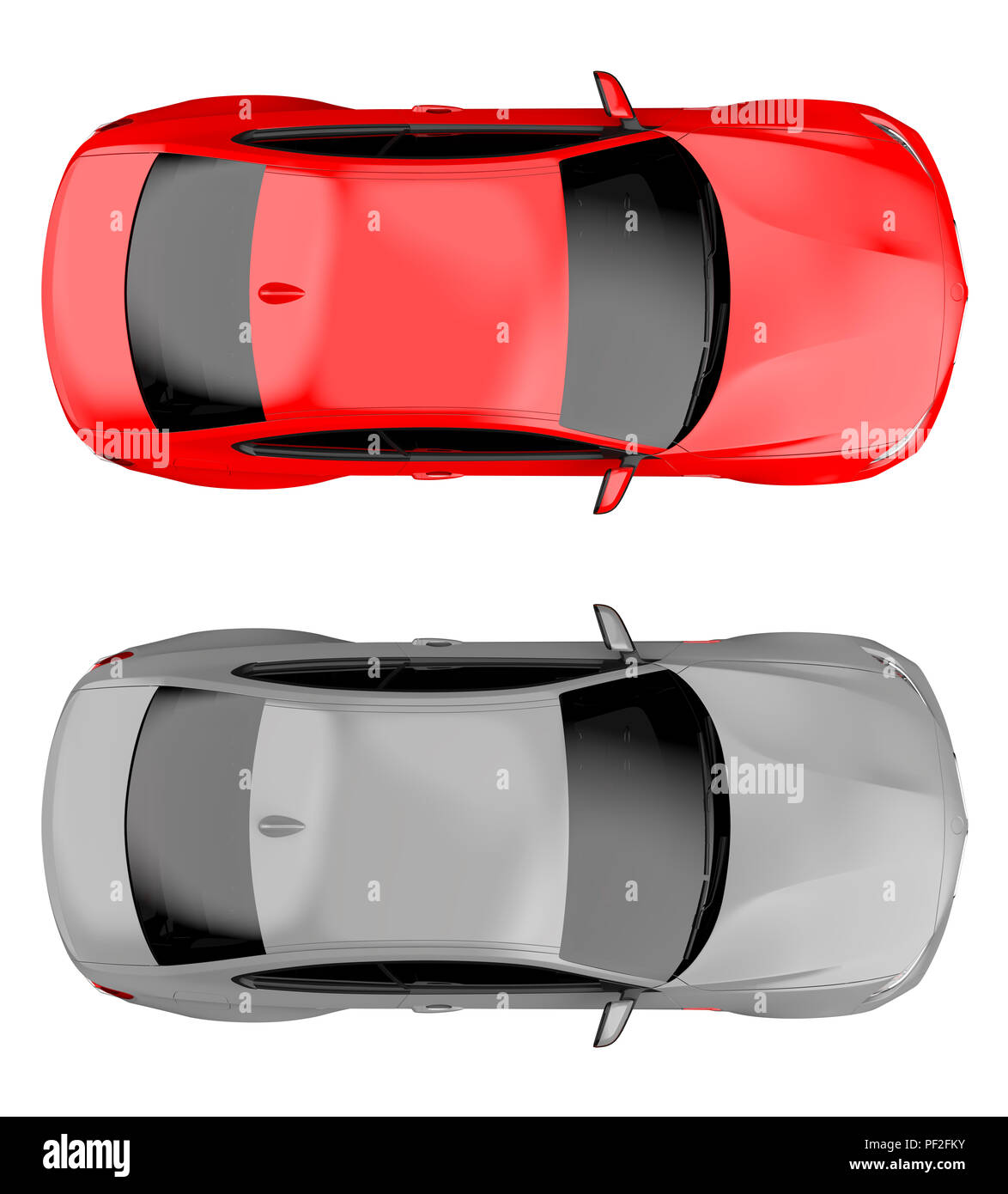 Top of two modern generic brandless cars: 3D illustration Stock Photo ...