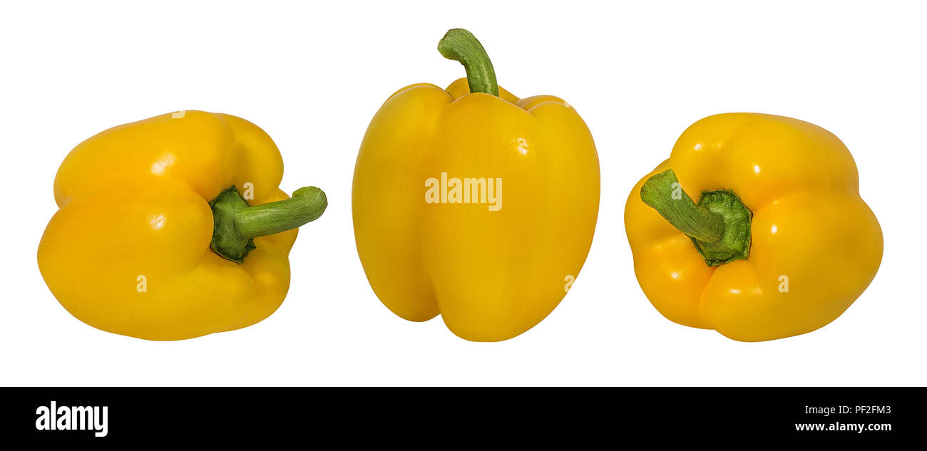 Yellow peppers isolated. With clipping path Stock Photo - Alamy