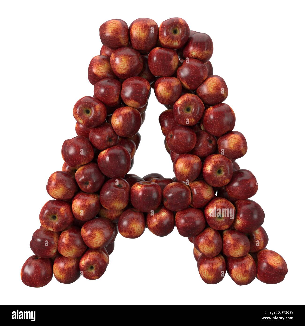 A letter filled by apples. vitamin and fresh food concept. healthy red ...