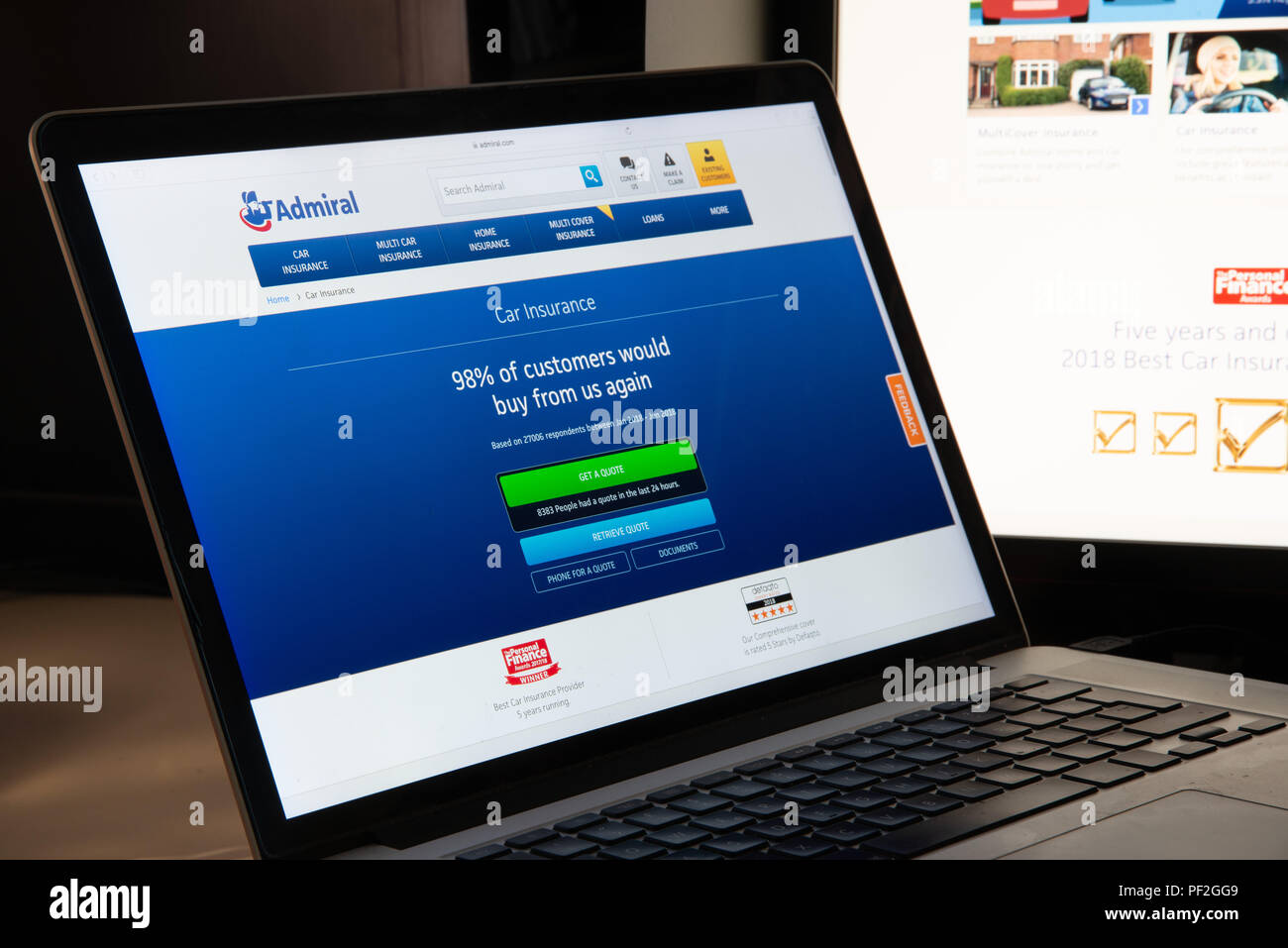 Milan, Italy - August 15, 2018: Admiral insurance website homepage ...