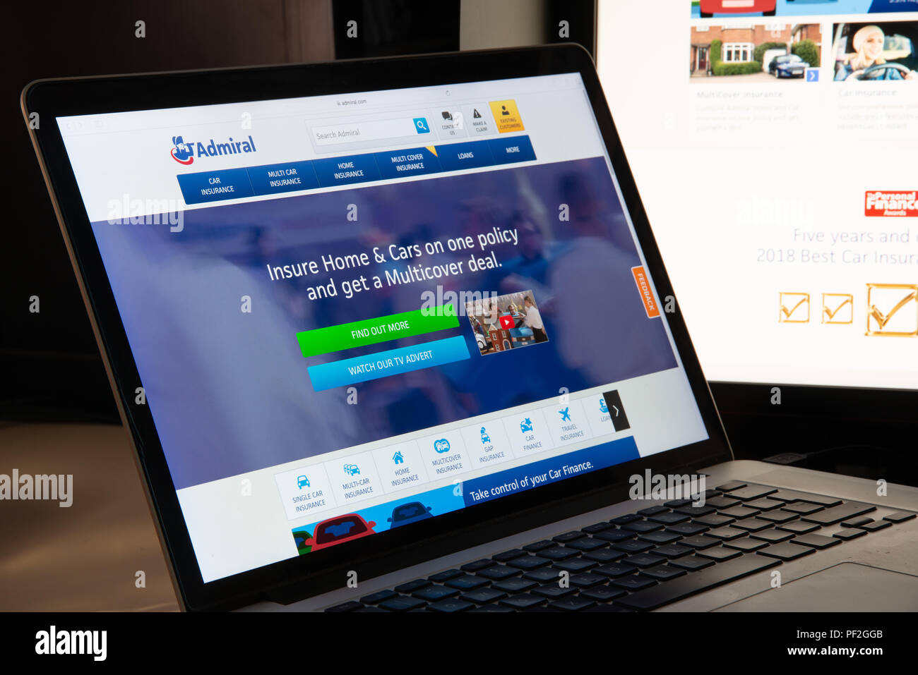 Milan, Italy - August 15, 2018: Admiral insurance website homepage ...