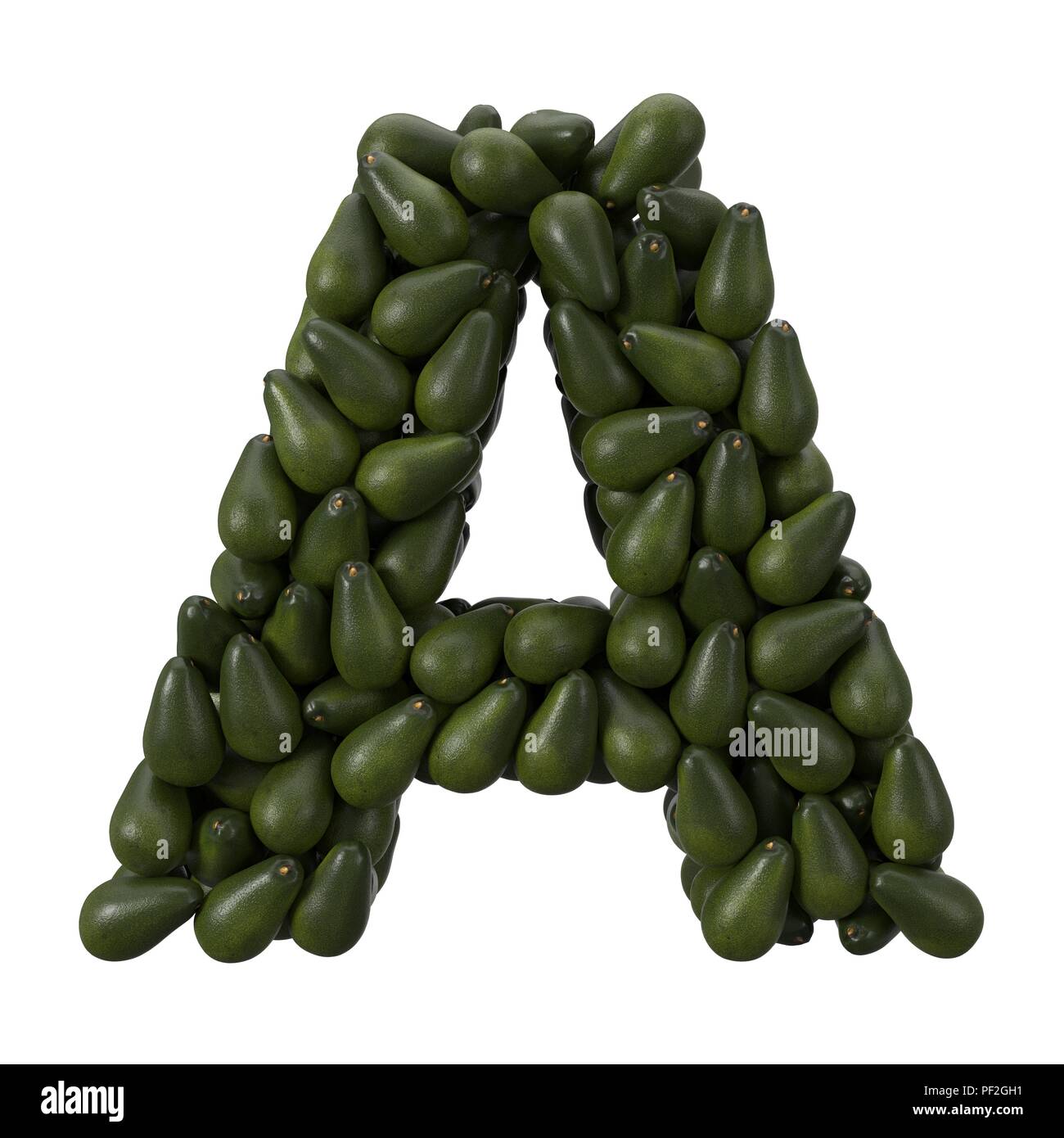 A letter filled by avocado. vitamin and fresh food concept. healthy ...