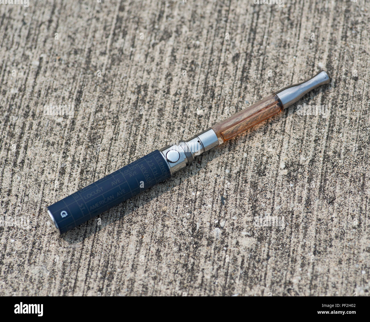 Waste management concept. Coastal pollution. Garbage on concrete ...