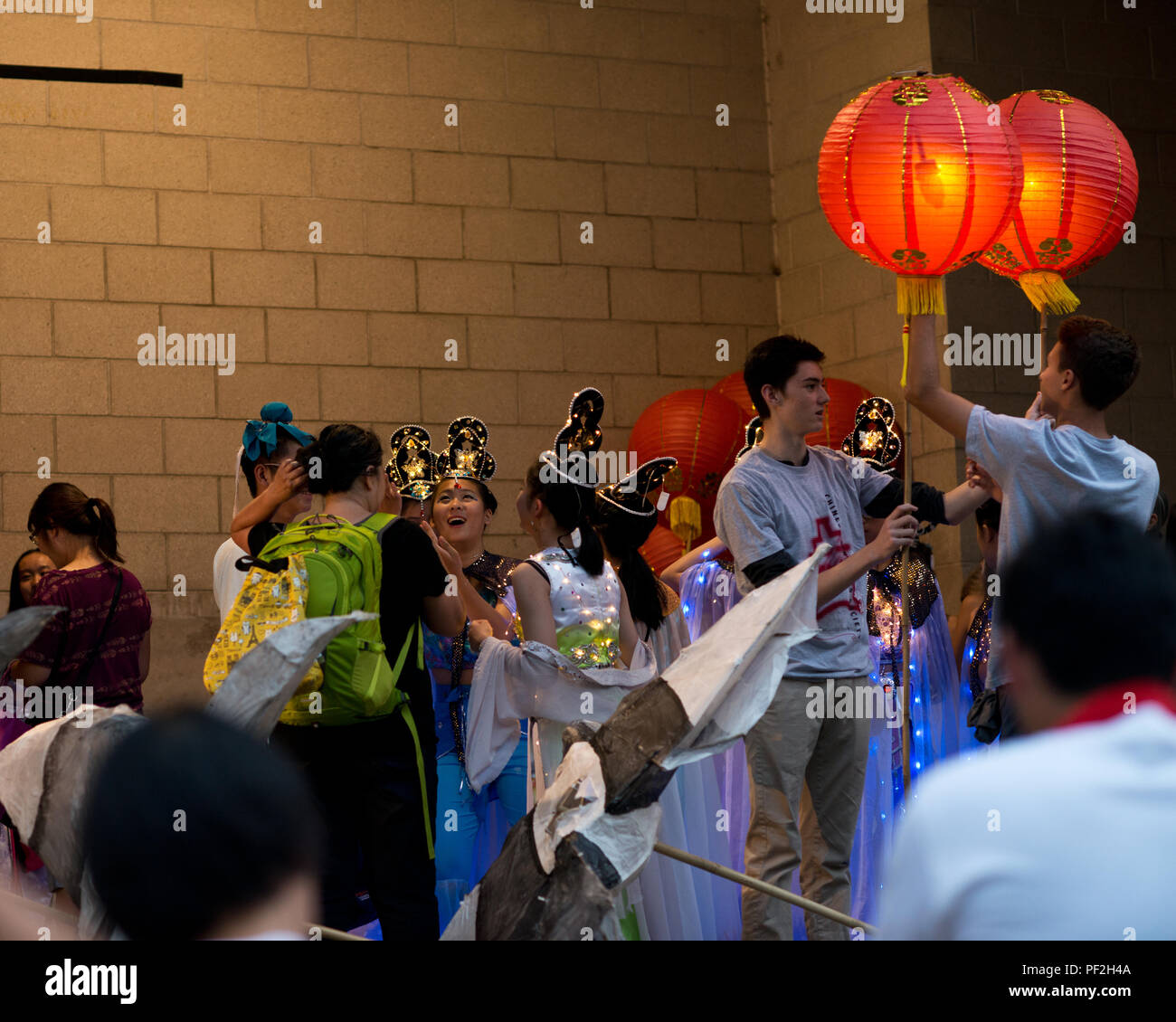 Chinese valentine's day lantern festival, riverwalk Chicago Stock Photo ...