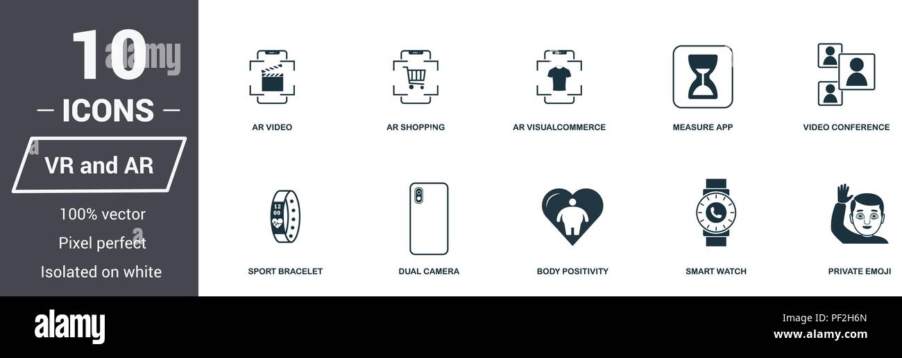 AR and VR icons set. Premium quality symbol collection. AR and VR icon ...