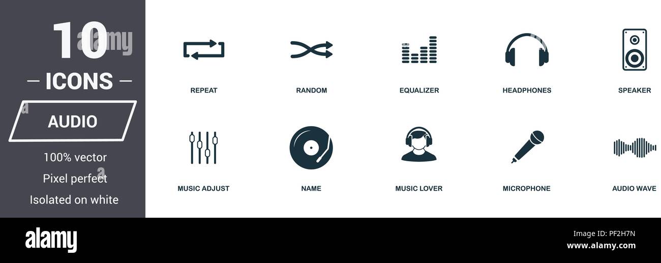 Audio controls icons set. Premium quality symbol collection. Audio ...