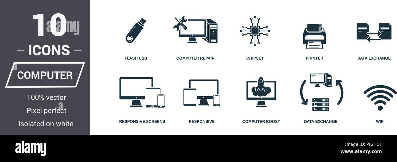Computer icons set. Premium quality symbol collection. Computer icon ... Computer icons set. Premium quality symbol collection. Computer icon ...