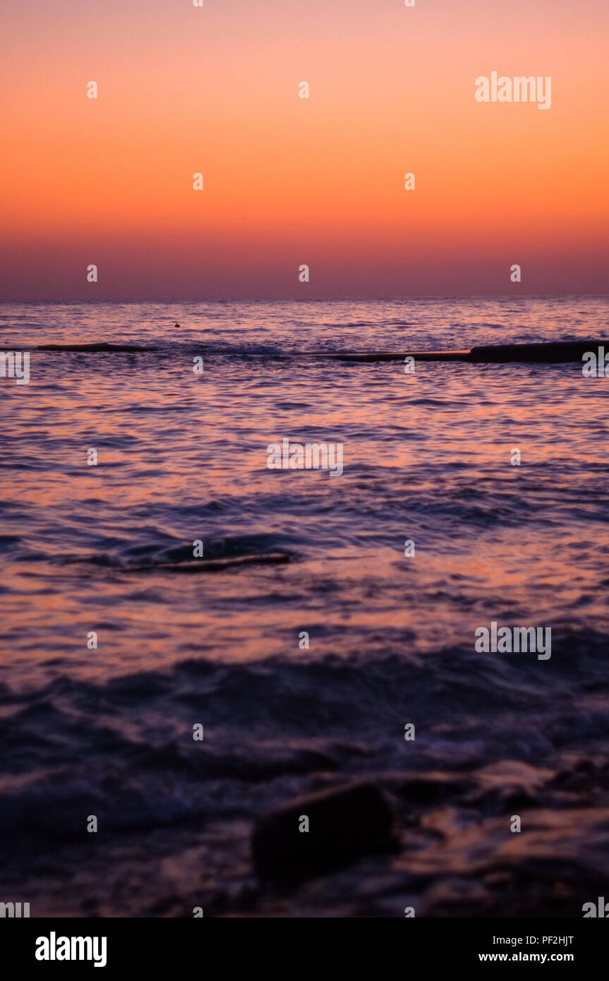 Summer sea sunset, the sun, waves and clouds, beautiful dramatic ...