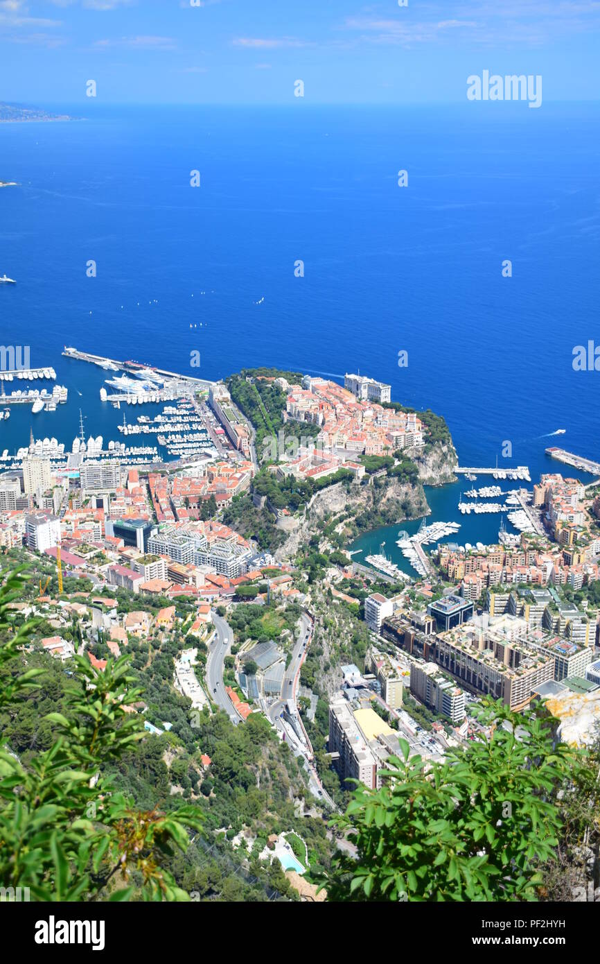 Panoramic view of Monaco as taken from Mont Agel on the Cote D'Azur ...