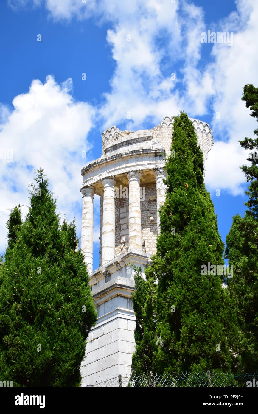The Roman victory column Trophy of the Alps near the village of La ...