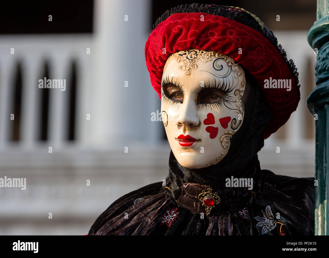 Reveller In Traditional Elaborate Mask And Costume At Venice Carnival ...