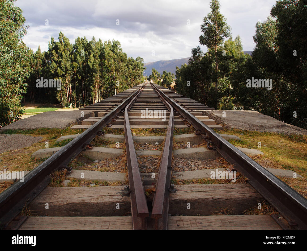 Railway of the historic "Tren Macho" (Macho Train) at the Huancan ...