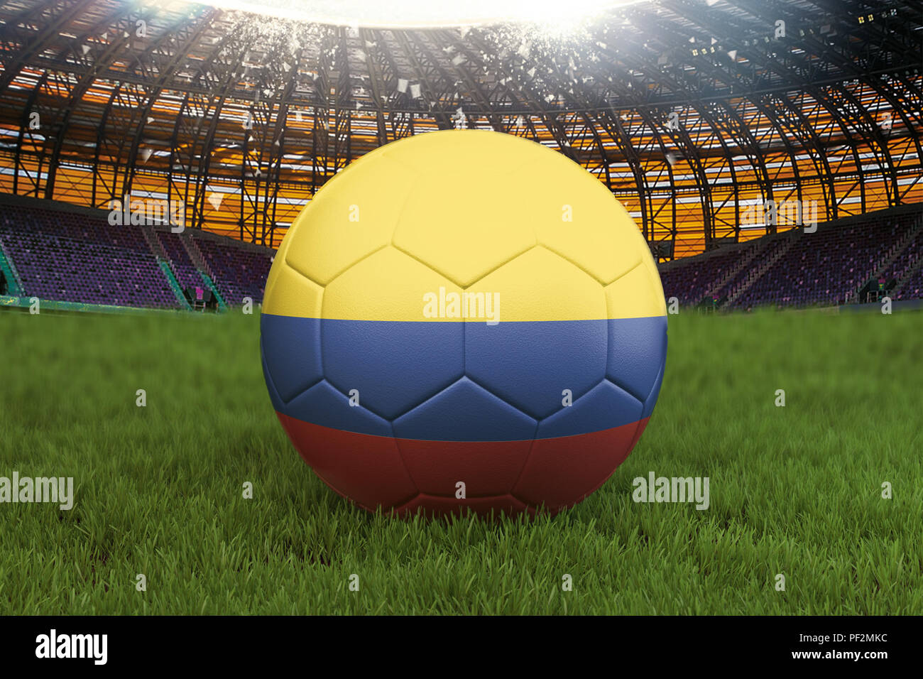 Colombia football team ball on big stadium background. Colombia Team ...