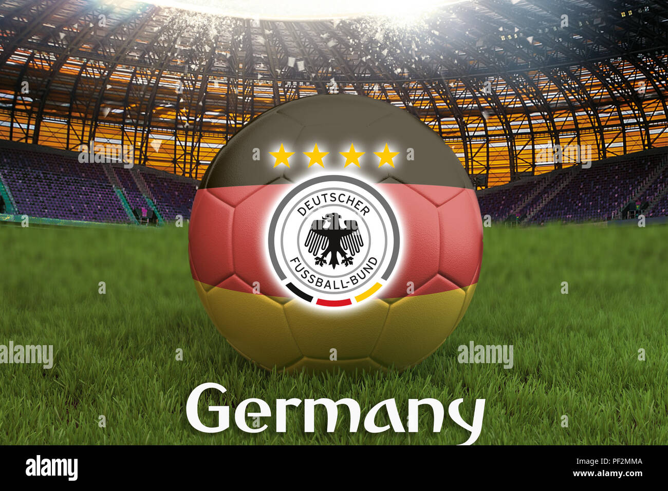 Germany football team ball on big stadium background with Germany Team ...