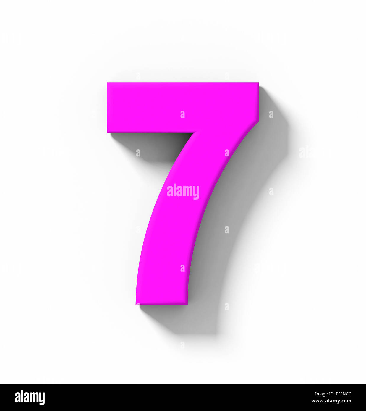 number 7 3D purple isolated on white with shadow - orthogonal ...