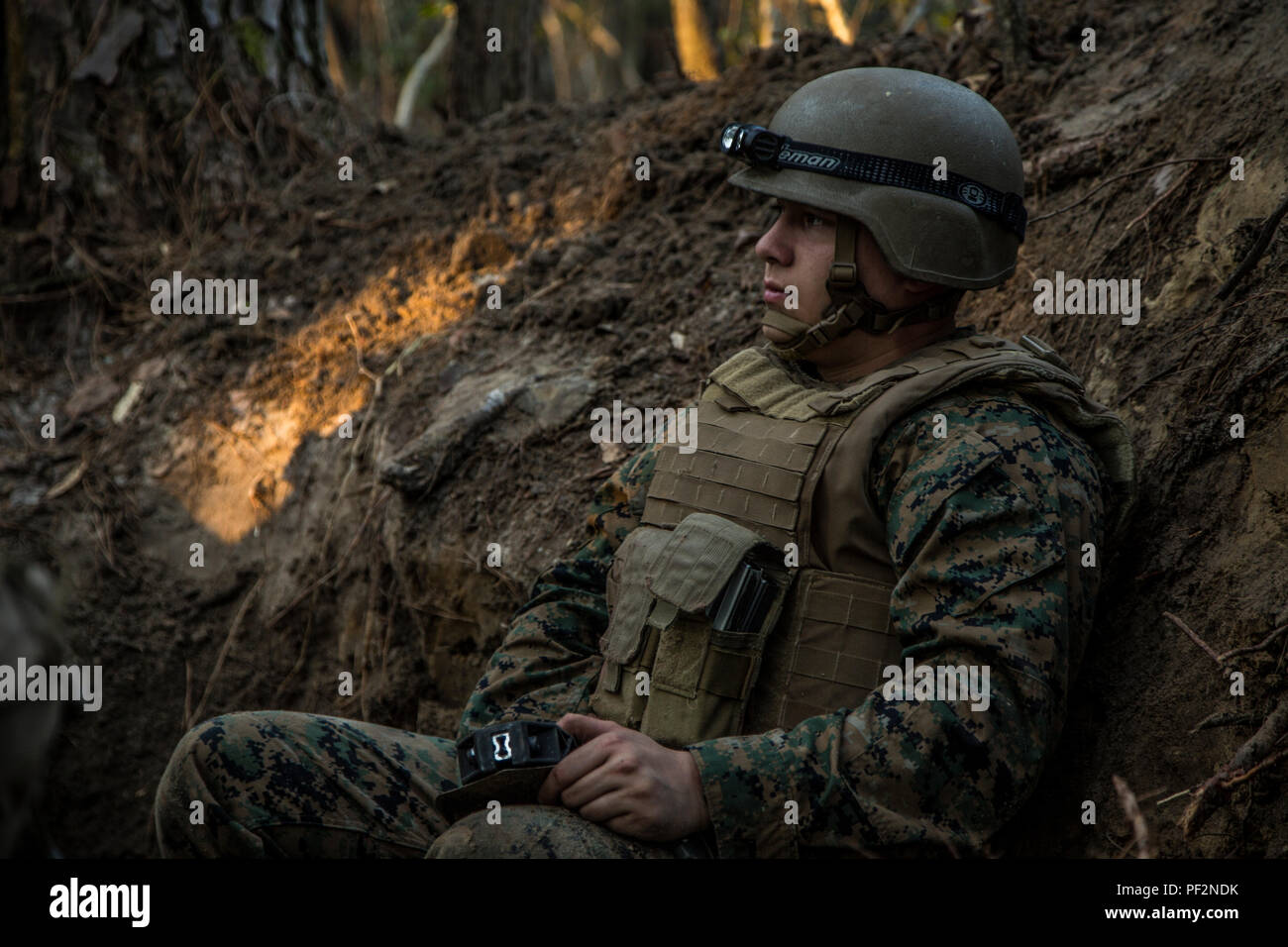 A U.S. Navy Corpsman assigned to Field Medical Training Battalion East ...