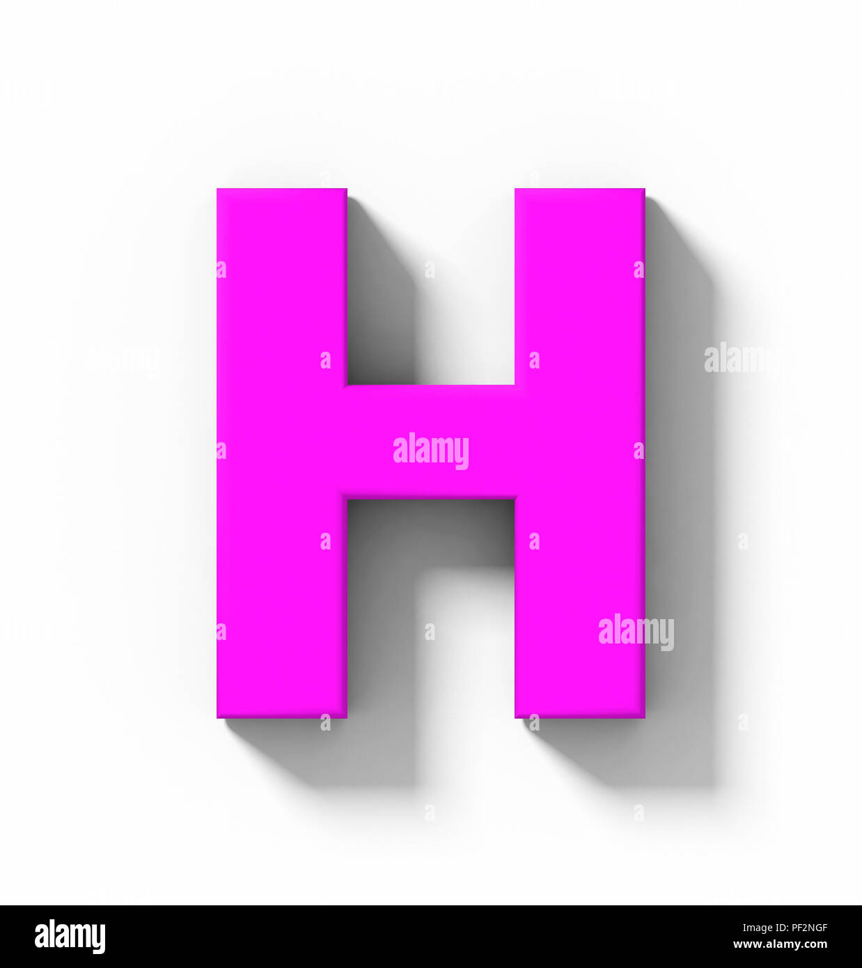 letter H 3D purple isolated on white with shadow - orthogonal ...