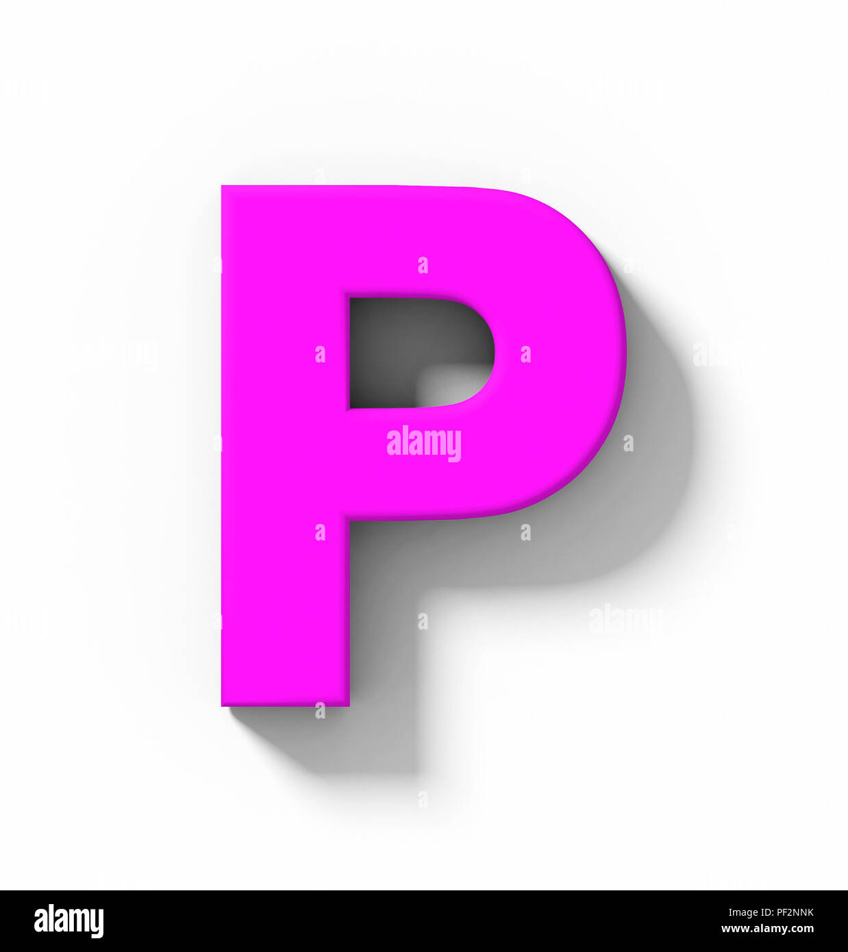 letter P 3D purple isolated on white with shadow - orthogonal ...