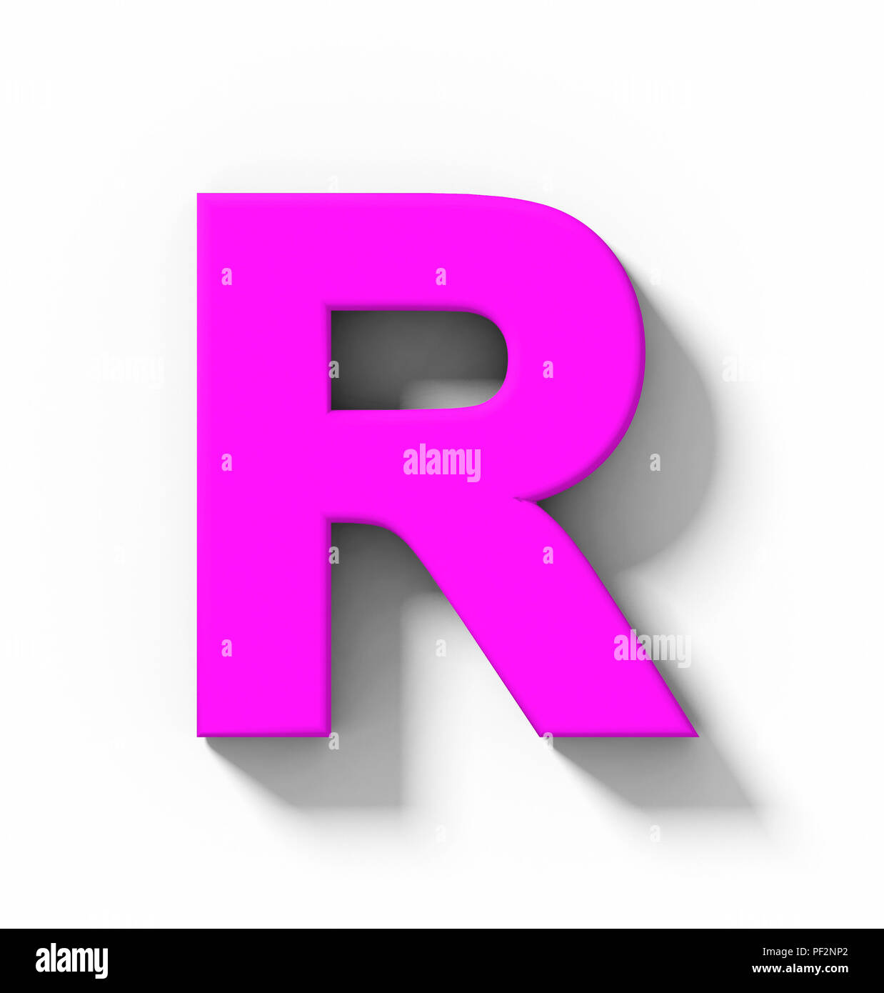 letter R 3D purple isolated on white with shadow - orthogonal ...