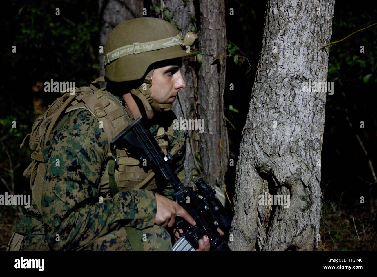 A U.S. Navy Corpsman assigned to Field Medical Training Battalion East ...
