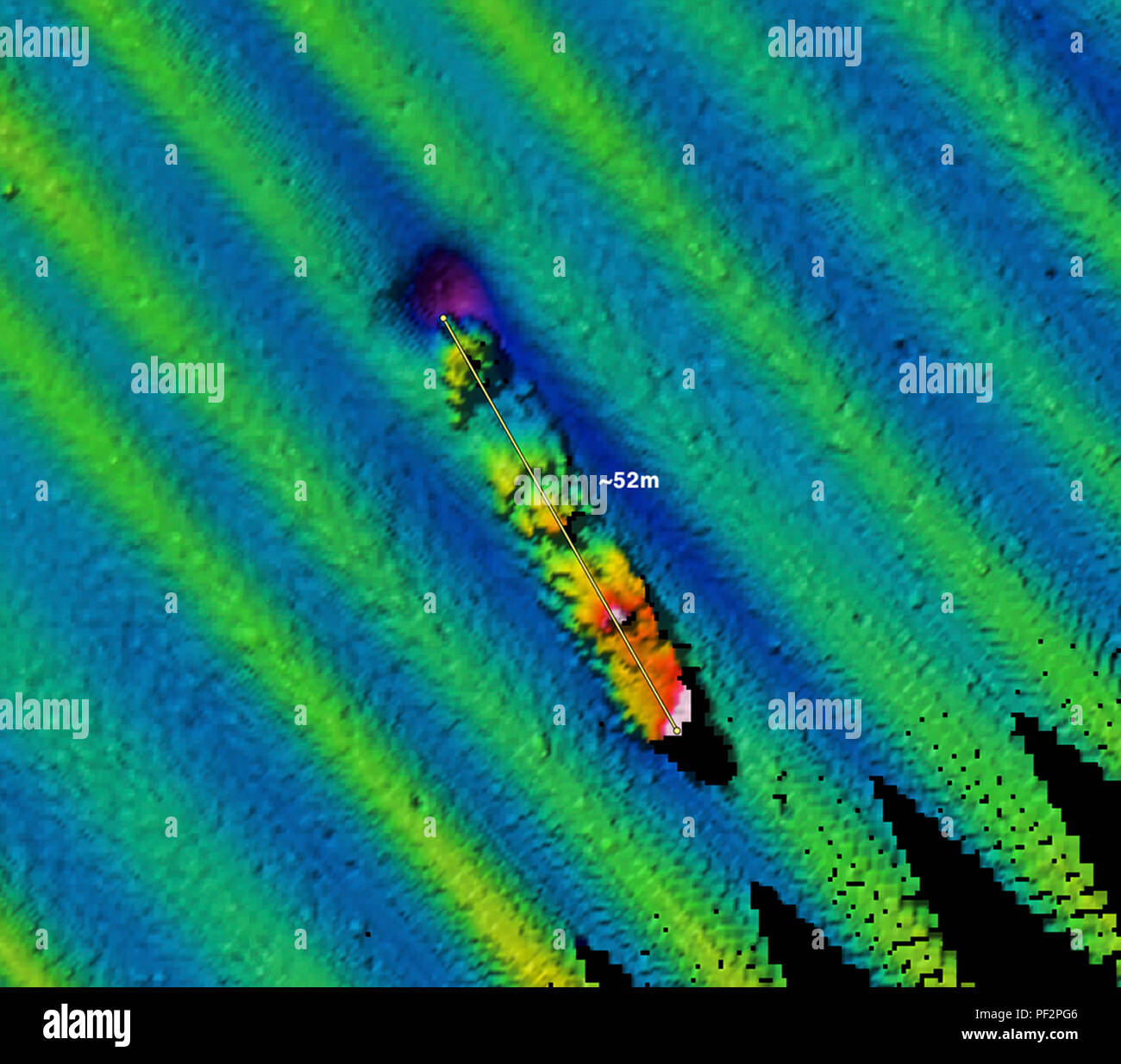 The wreck of U.S. Navy tugboat USS Conestoga is observed using sonar at ...