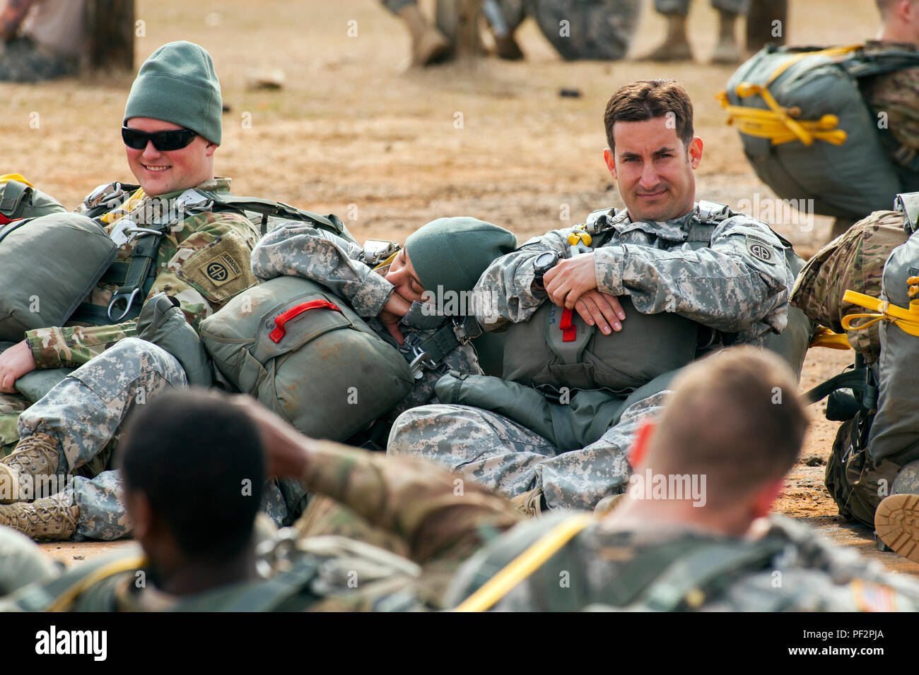 U.S. Army Paratroopers, from various units at Fort Bragg, observe ...