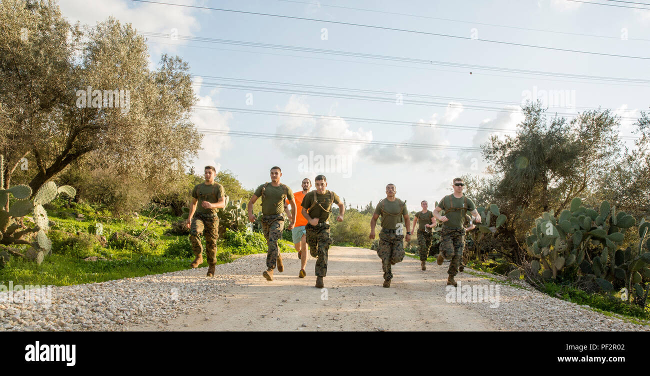 U.S. Marines with Black Sea Rotational Force run with their Israel ...