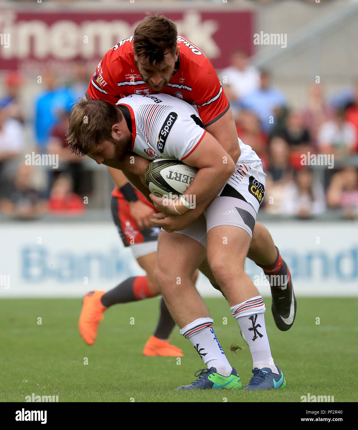 John Andrew of Ulster with Mark Atkinson of Gloucester during the pre ...