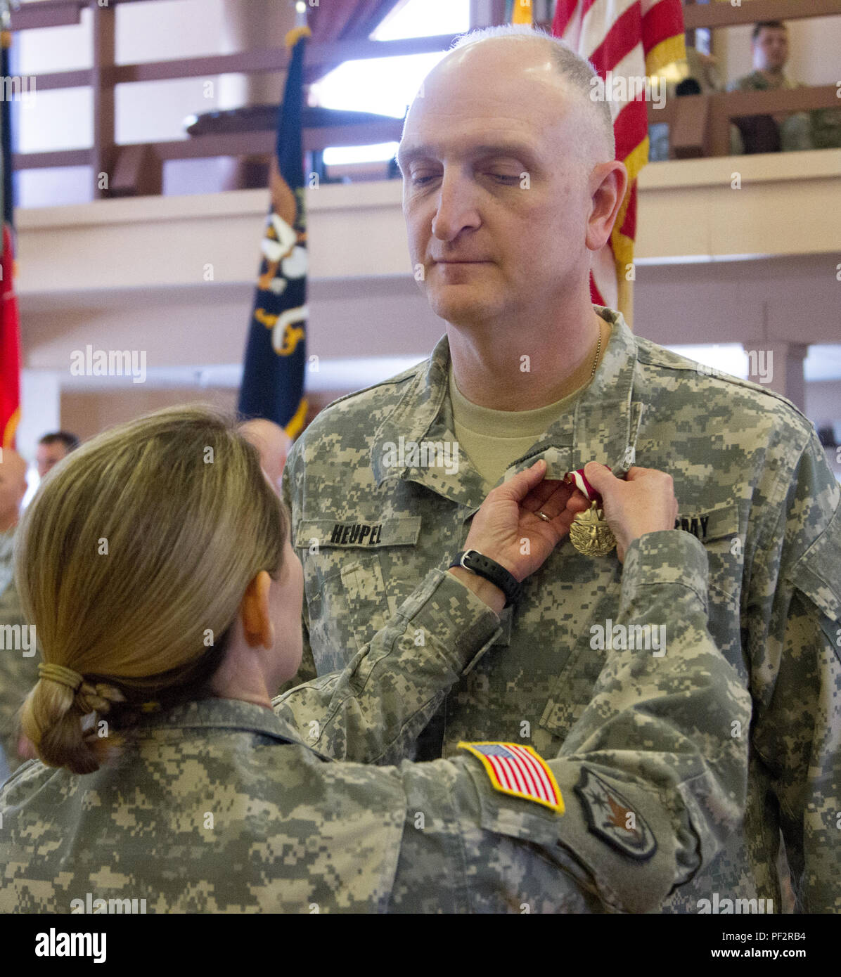 Brig. Gen. Lee Gray pins the Meritorious Service Medal on Command Sgt ...