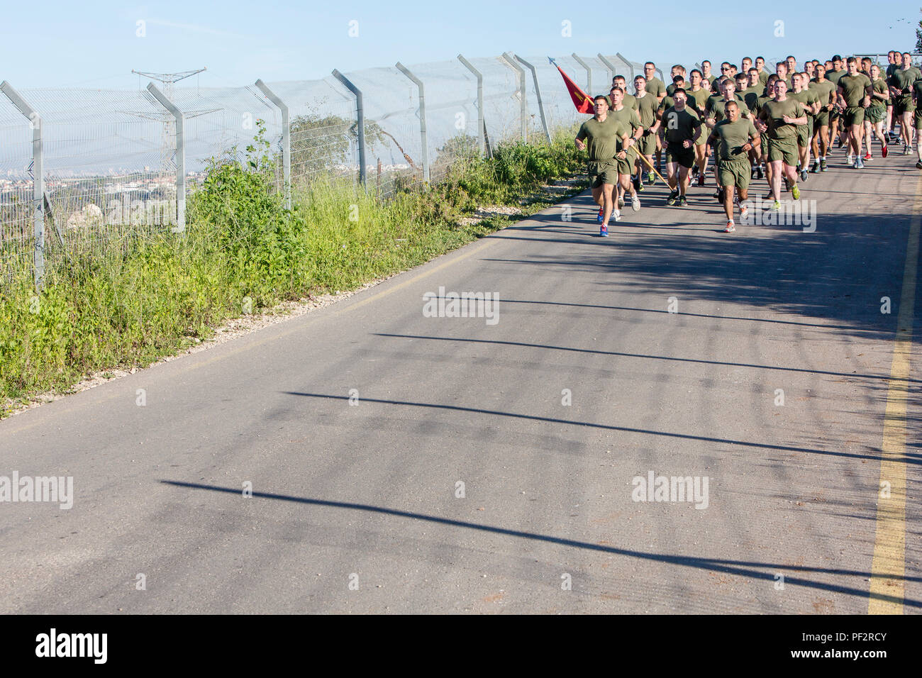 U.S. Marines with Black Sea Rotational Force participate in a unit run ...