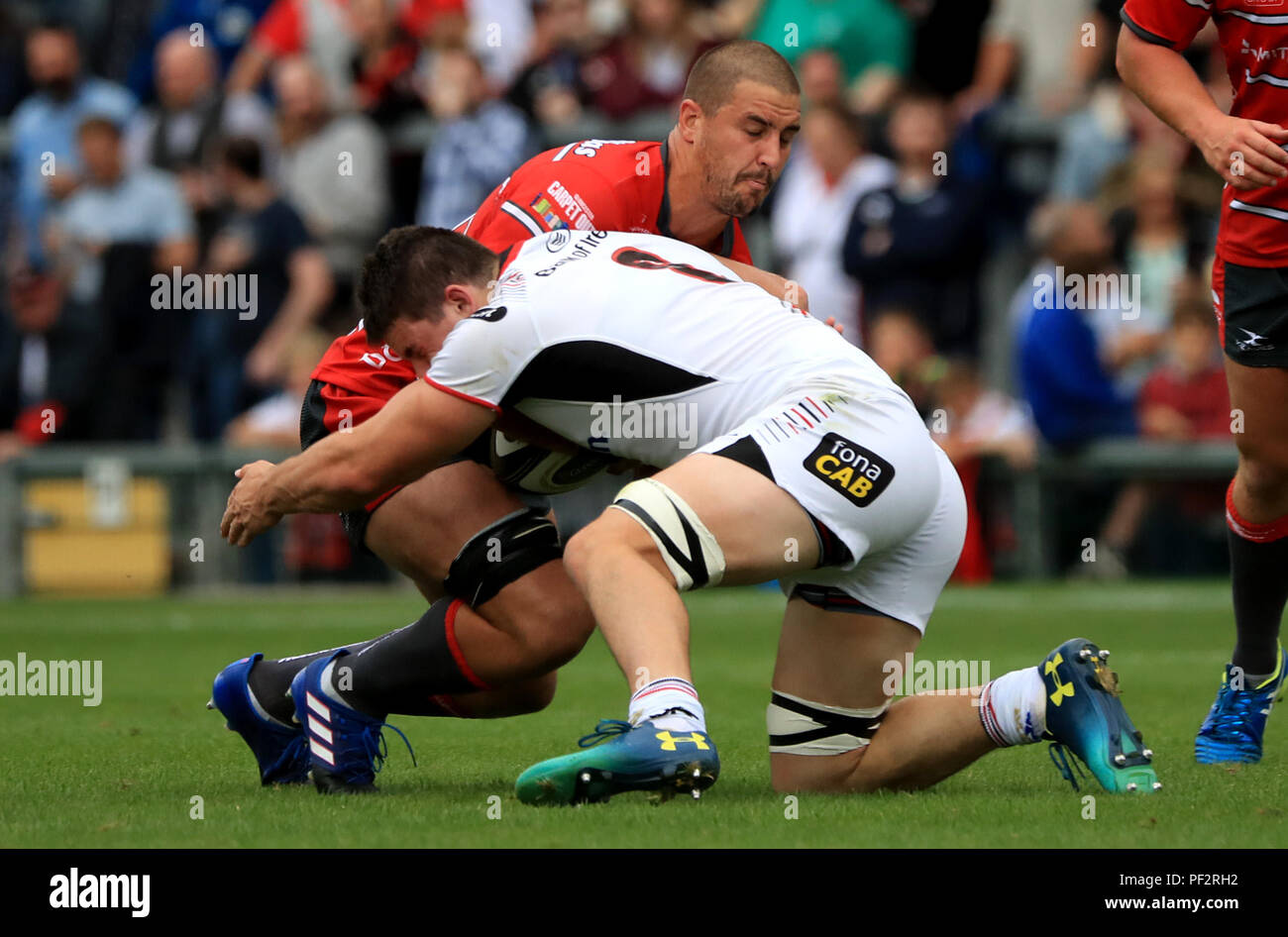 Gerbrandt Grobler of Gloucester with Marcus Rea of Ulster during the ...