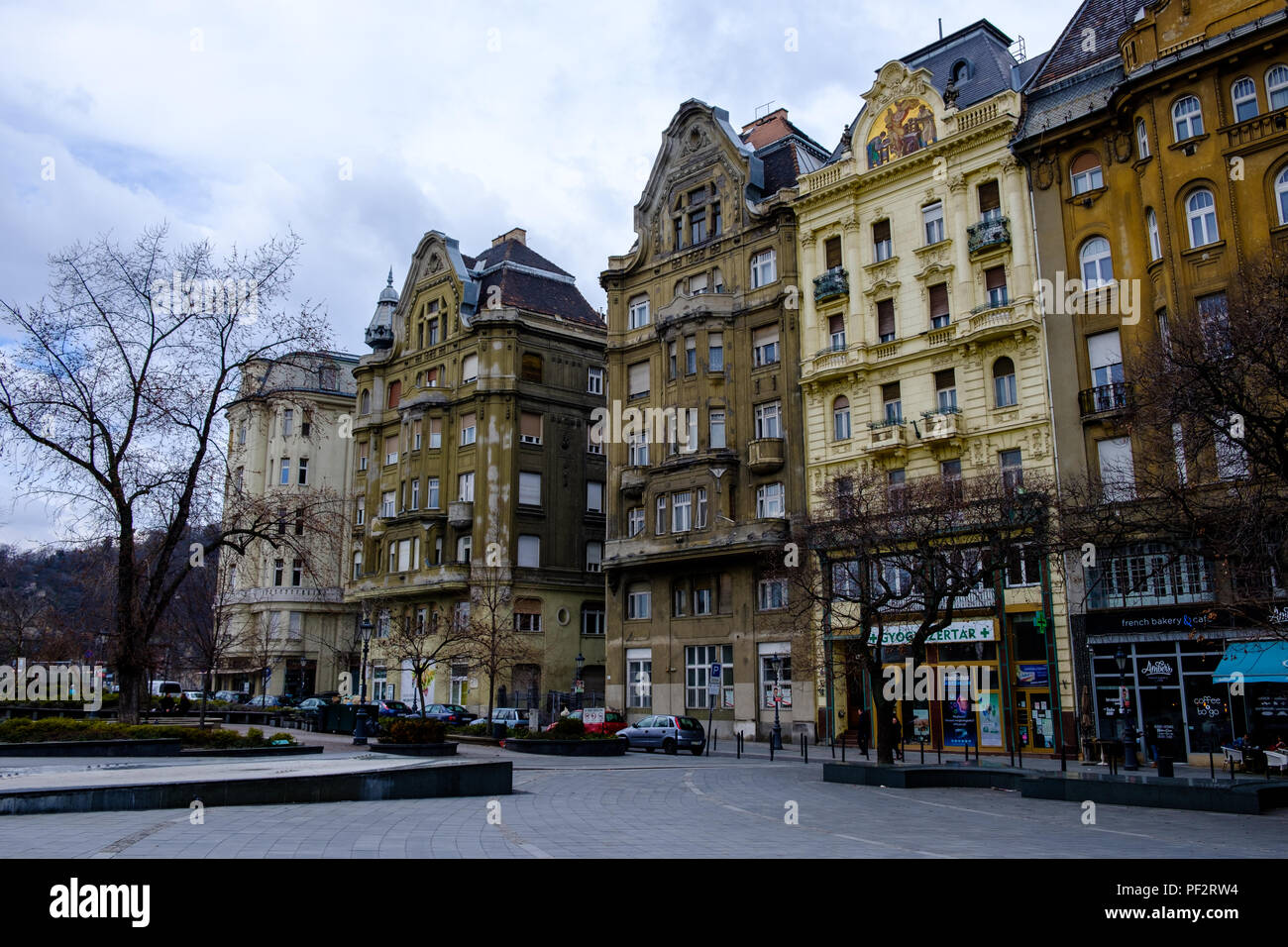 Budapest, Hungary - 1 April 2018 - Colorful architecture in the centre ...