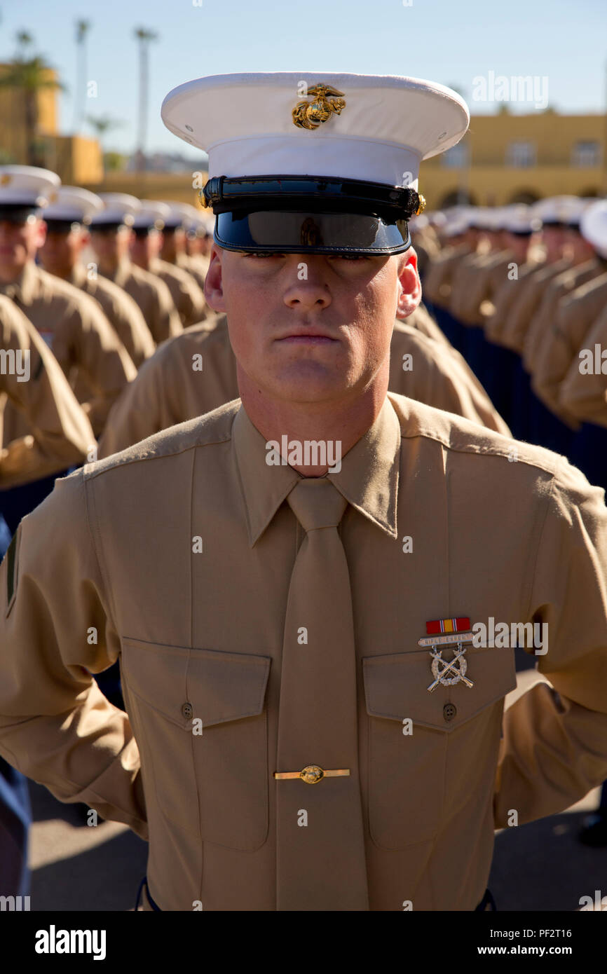 A U.S. Marine with Company B, 1st Recruit Training Battalion, Recruit ...