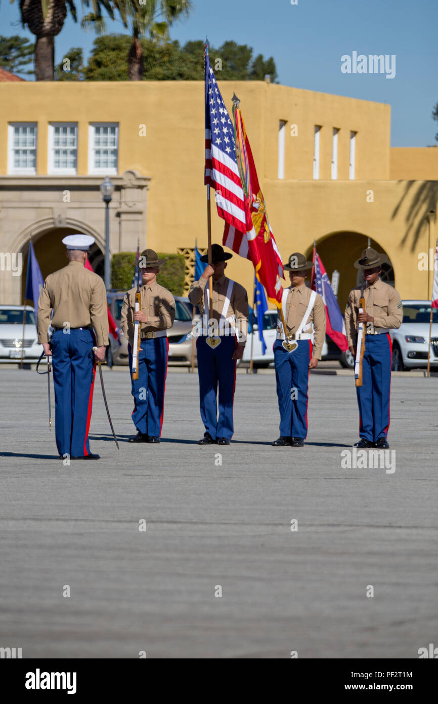 U.S. Marines assigned to the Recruit Training Regiment Color Guard ...