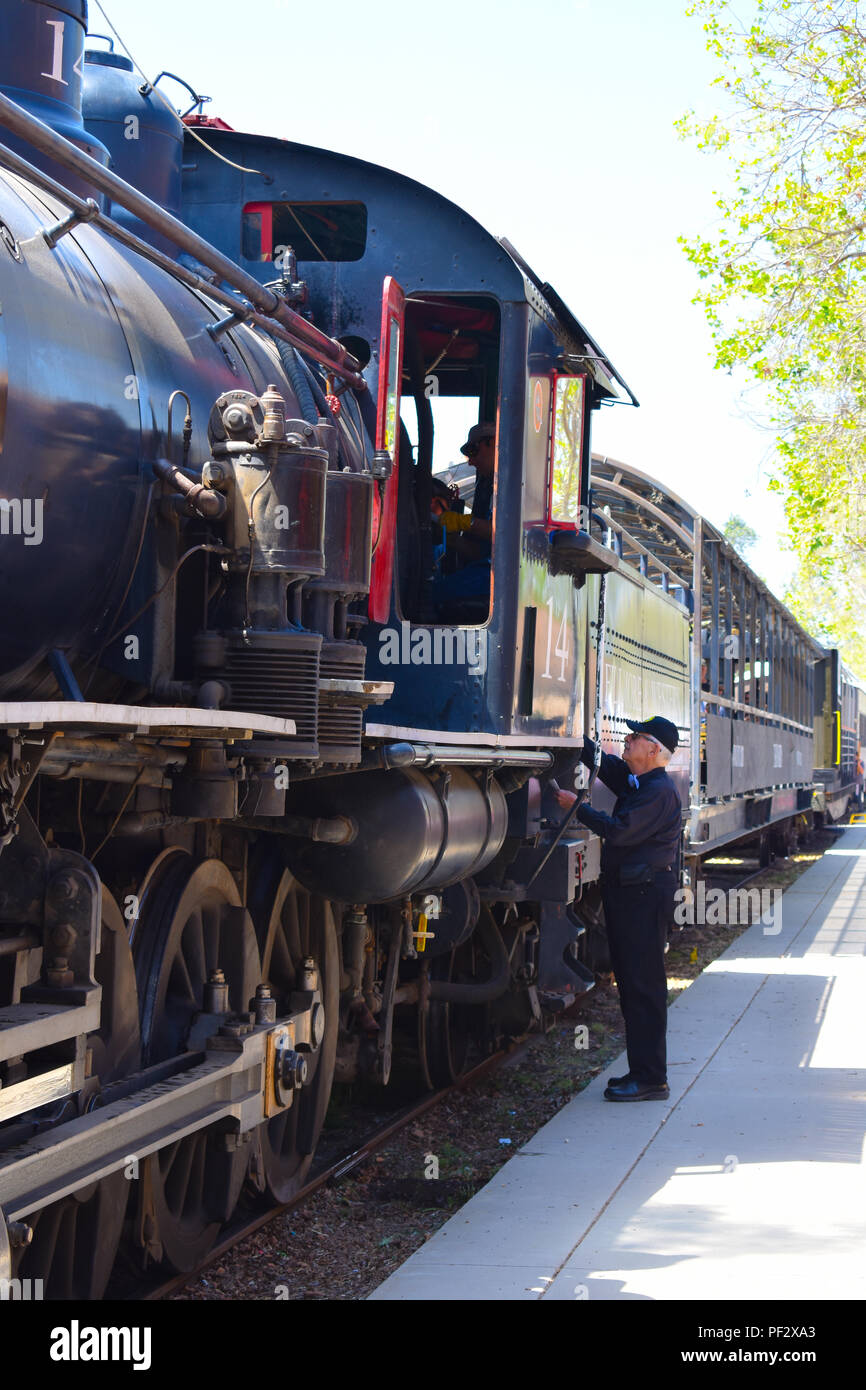 Train passenger in caboose hi-res stock photography and images - Alamy