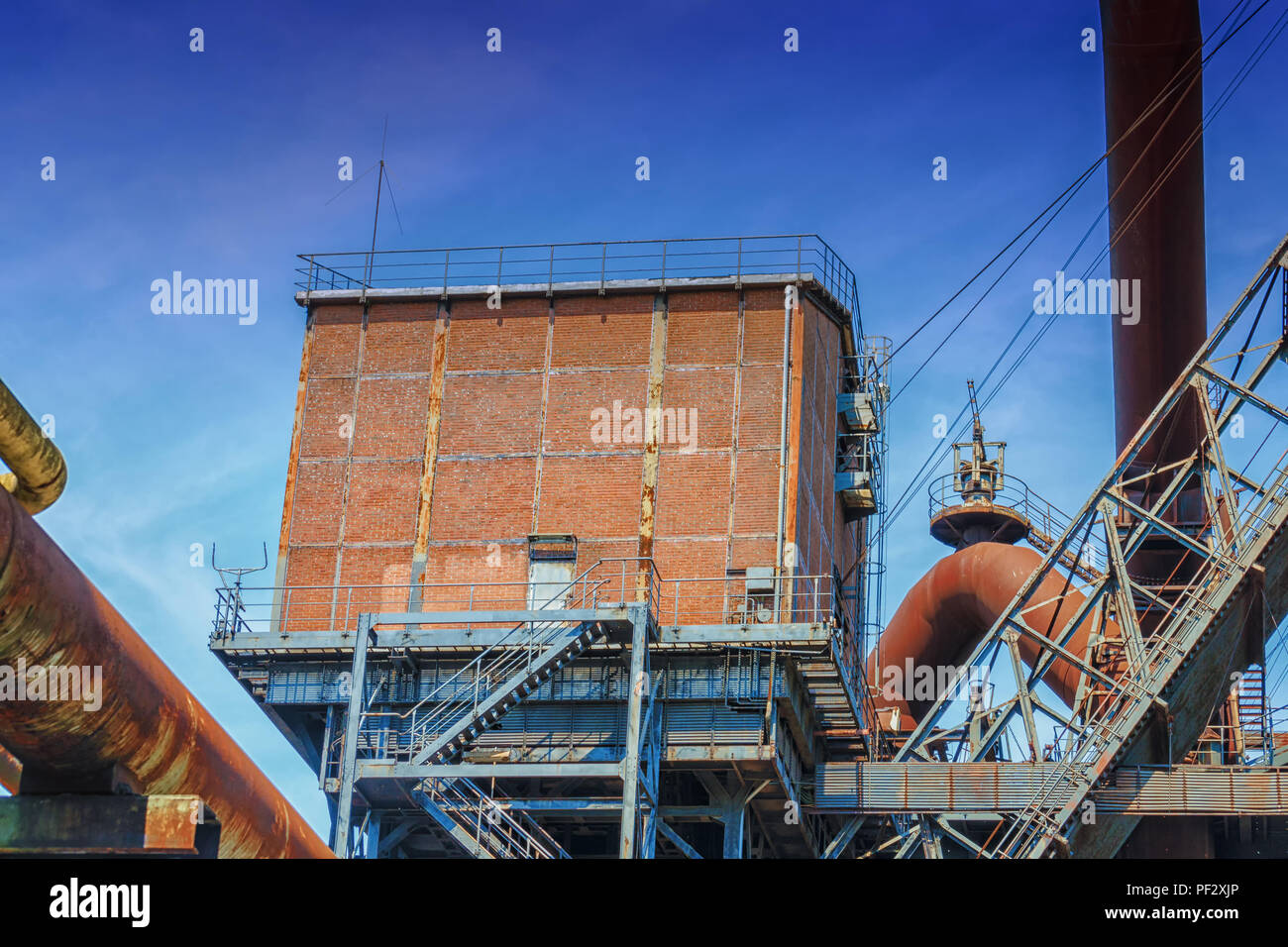 General view of an industrial plant refinery, consisting of pipes and ...